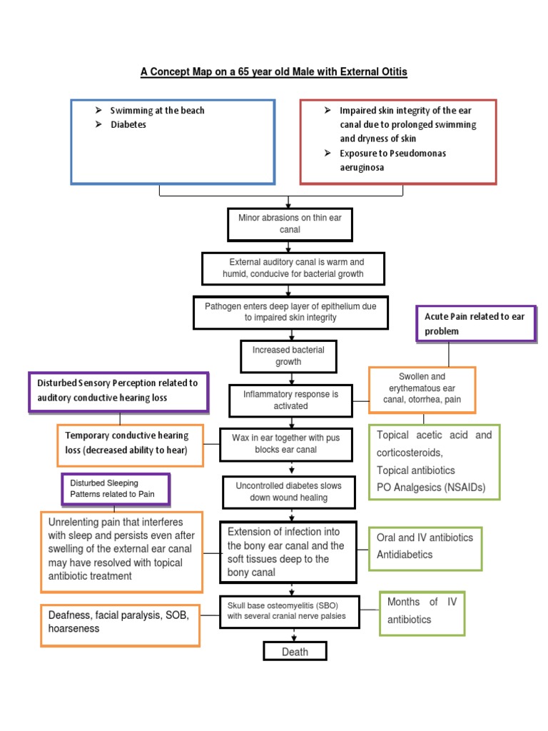 A Concept Map On External Otitis | PDF | Health Sciences | Medicine