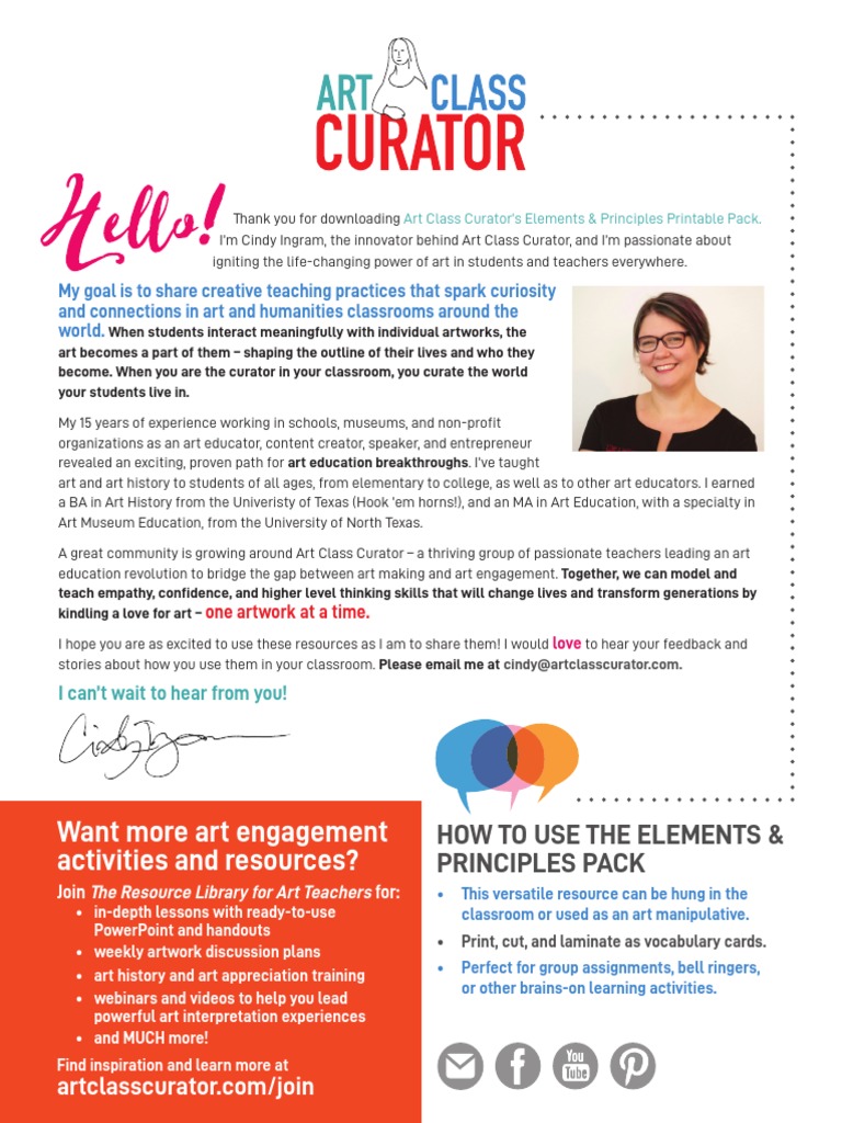 Art Class Curator Elements and Principles Printable Pack PDF | PDF ...