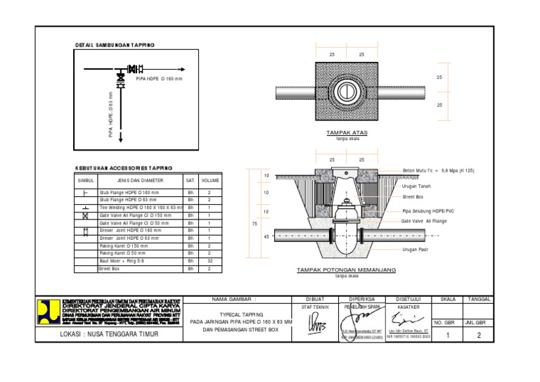 Rincian Tapping Pipa HDPE Ø 160 x 63 | PDF