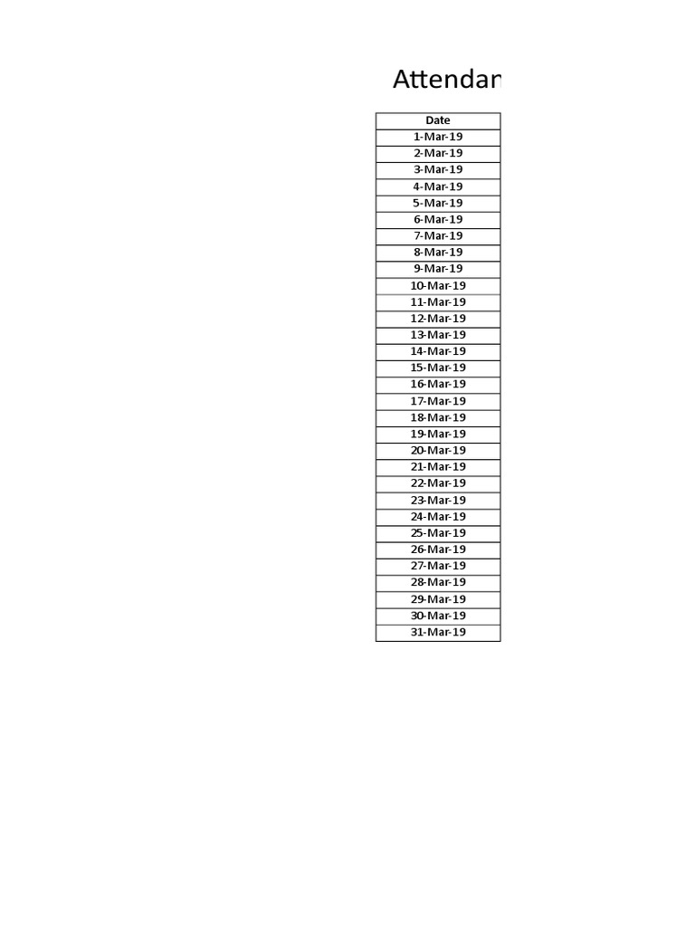 March 2019 Attendance Sheet | PDF
