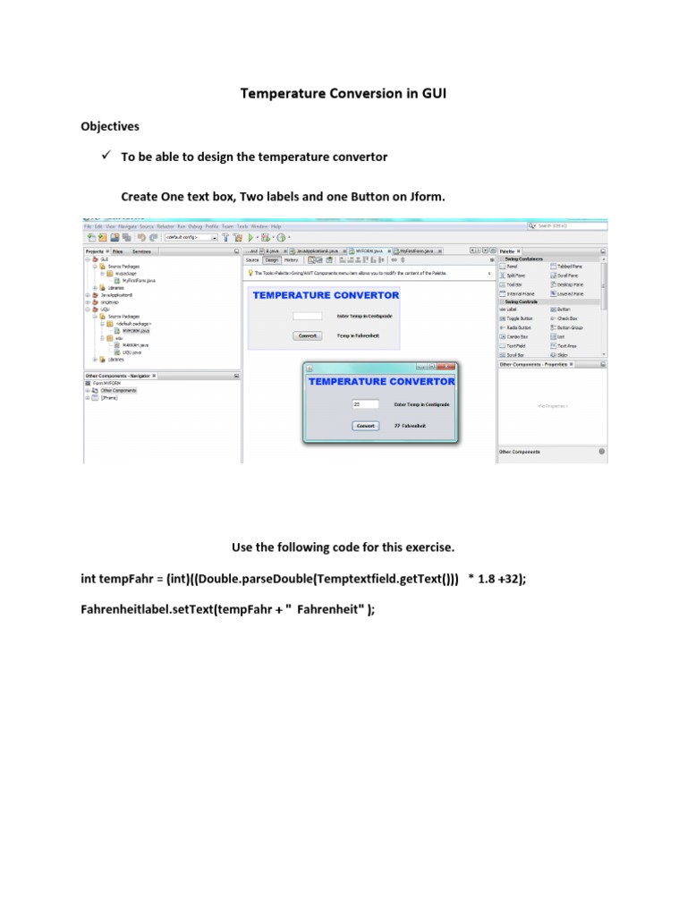 Temperature Conversion in GUI PDF | PDF