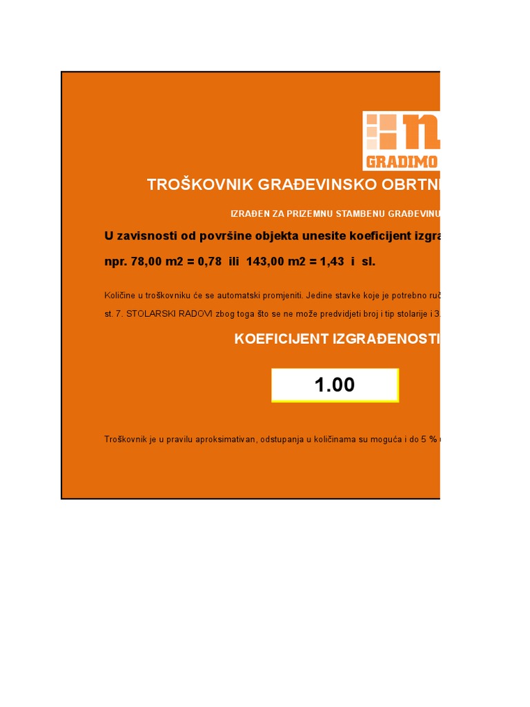 NEXE Tipski Troskovnik | PDF