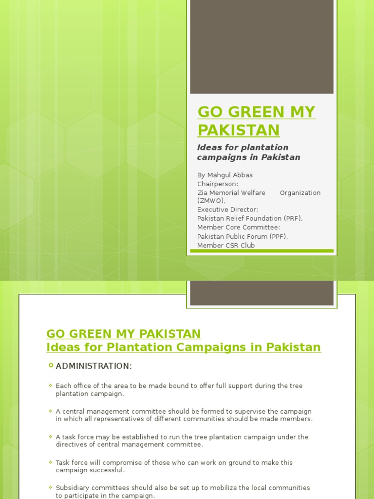 Go Green My Pakistan - Ideas For Plantation Campaigns in Pakistan | PDF ...