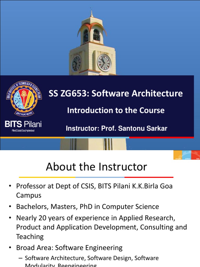 SS ZG653: Software Architecture: Introduction To The Course | PDF | Software Architecture ...