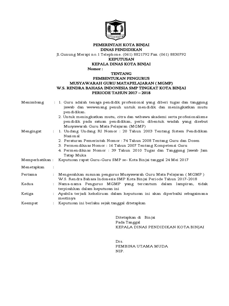 Contoh SK MGMP | PDF