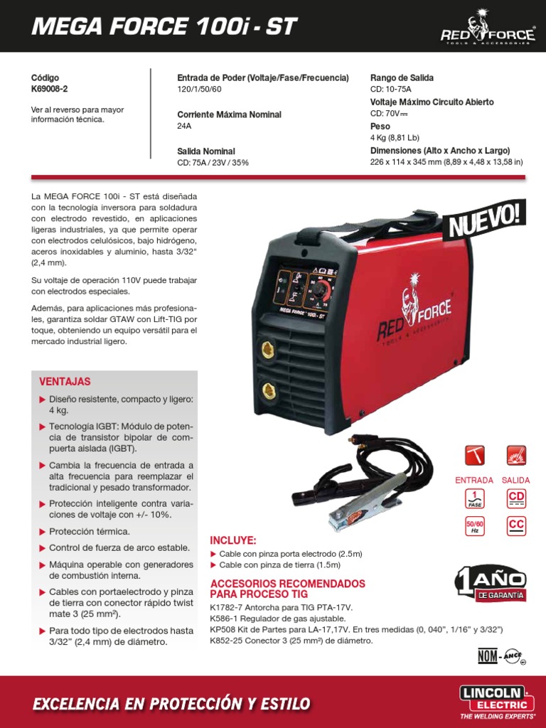 Ficha Técnica MEGA FORCE 100i - ST - K69008-2 PDF | PDF | Soldadura | Construcción