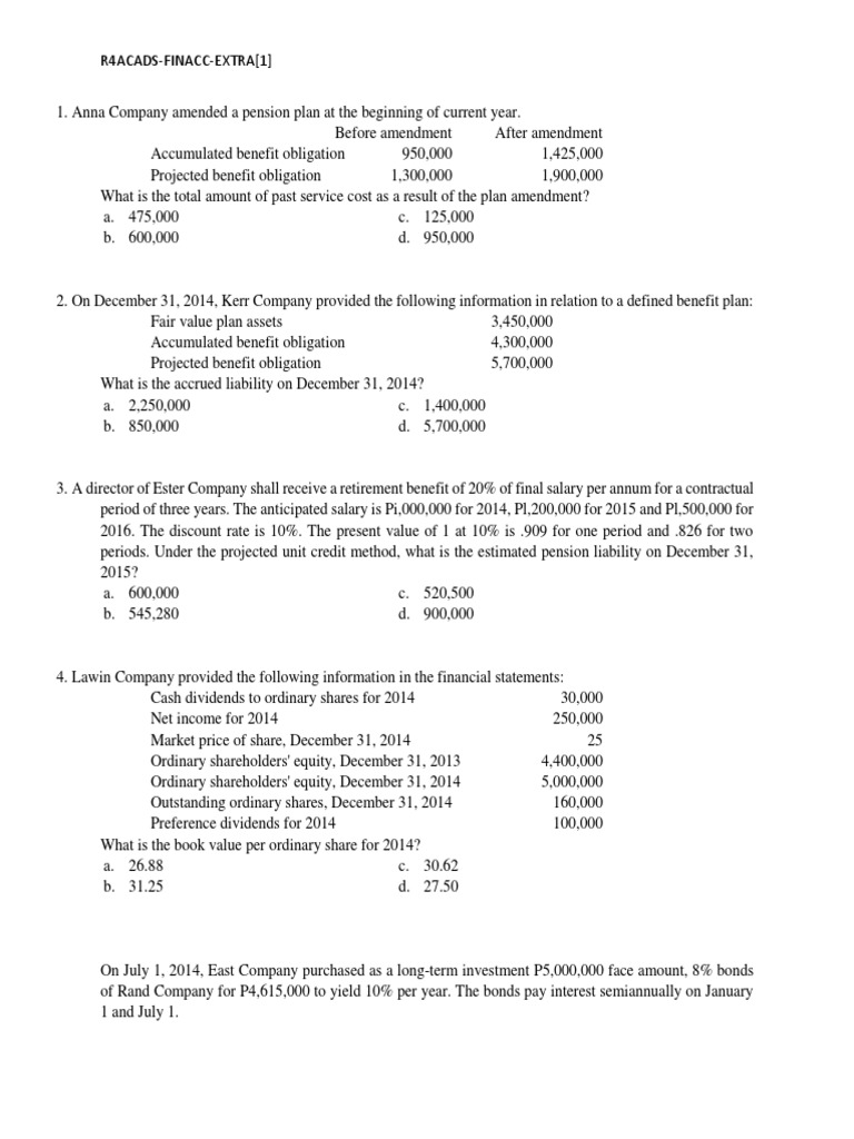 R4acads Finacc Extra | PDF | Goodwill (Accounting) | Book Value