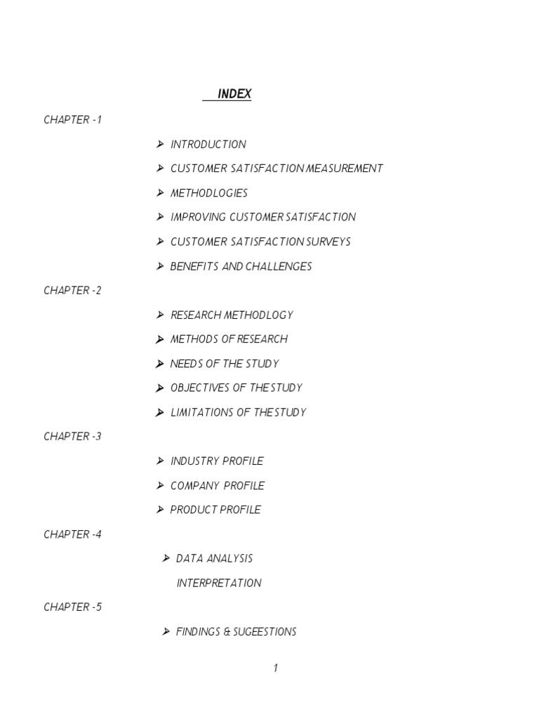 Index: Chapter - 1 | PDF | Customer Satisfaction | Survey Methodology