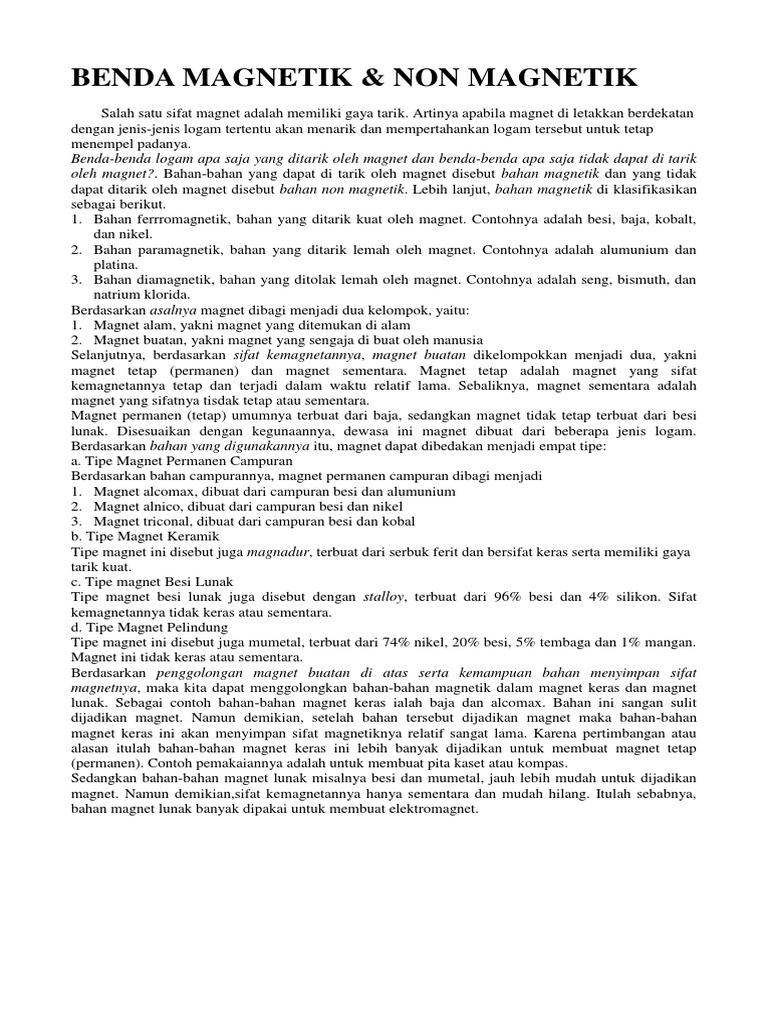 Benda Magnetik Dan Non Magnetik | PDF