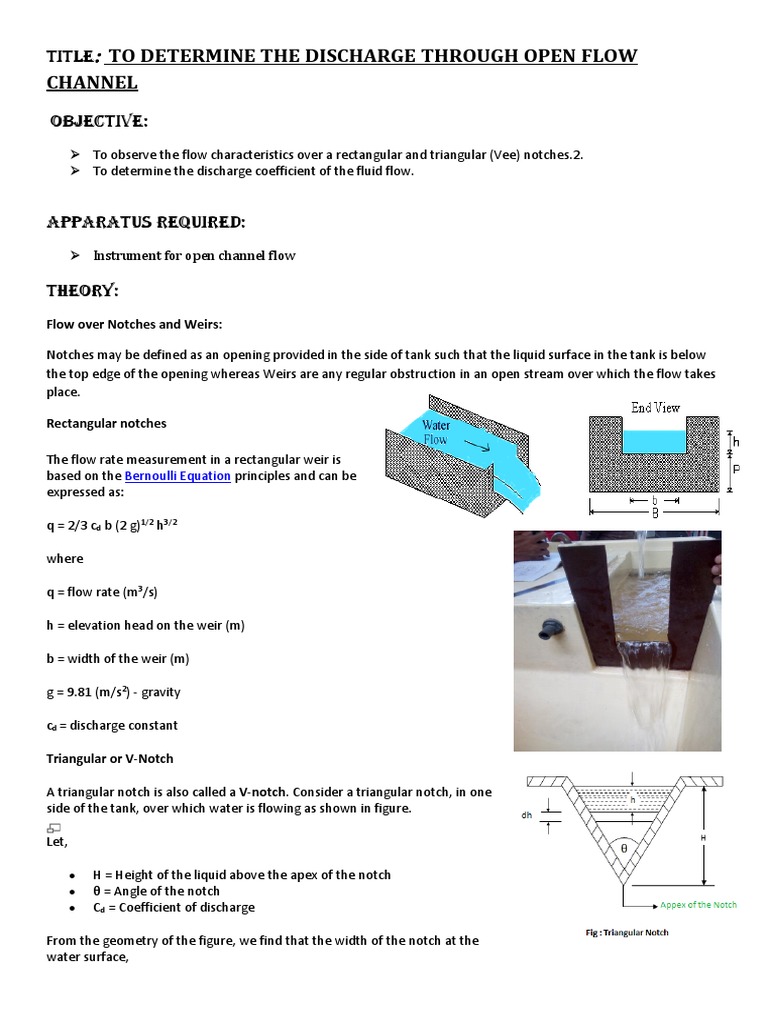 Fliud Mechanics Exxperiment 5 | PDF | Fluid Dynamics | Discharge ...