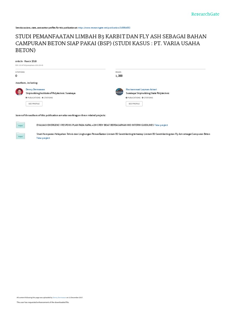 Pemanfaatan Limbah B3 dalam Beton | PDF | Bahan Bangunan | Bahan Komposit