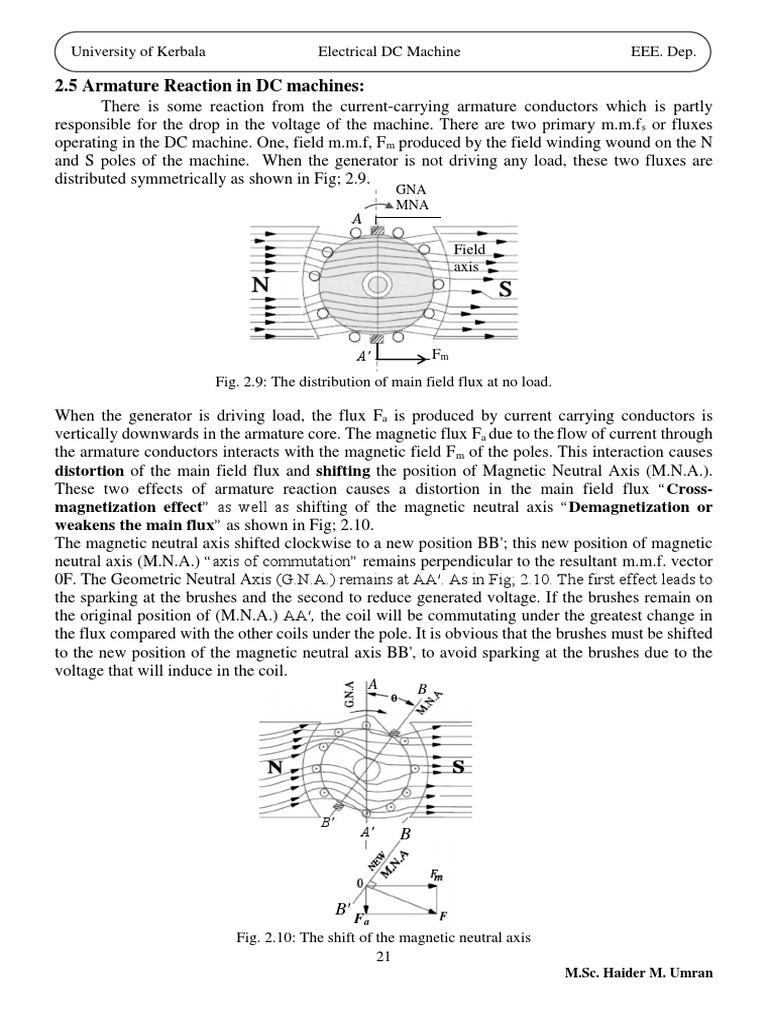 2.5 Armature Reaction in DC Machines | PDF | Electrical Components | Electricity