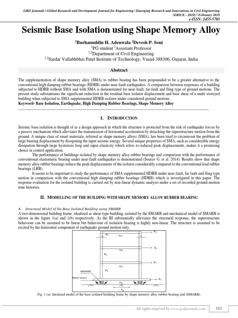 Seismic Base Isolation Using Shape Memory Alloy | PDF | Shape Memory ...