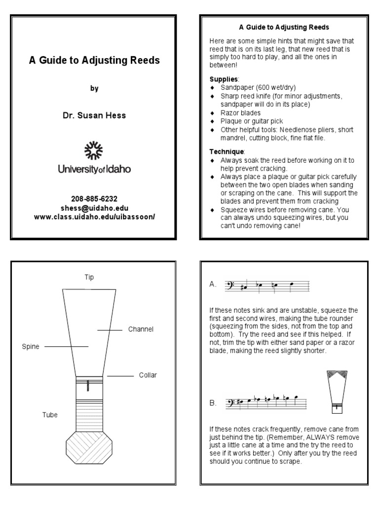 Guide To Adjusting Reeds | PDF | Musical Instruments | Woodwind Instruments