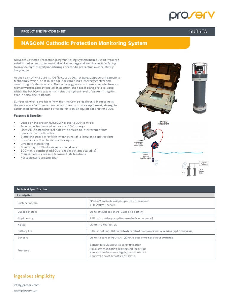 NASCoM Cathodic Protection Monitoring System Rev001 | PDF | Subsea ...