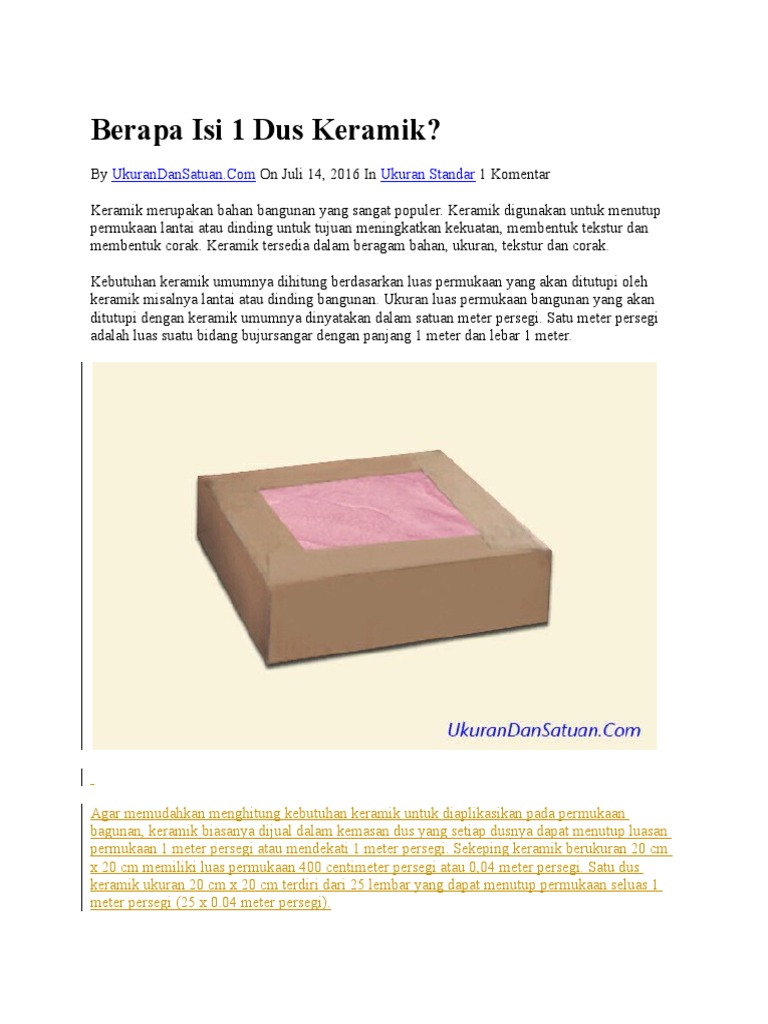 Berapa Isi 1 Dus Keramik | PDF