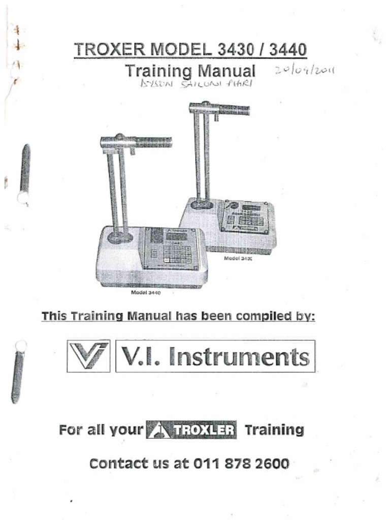 Troxler Model 3440-3440 Training Manual | PDF