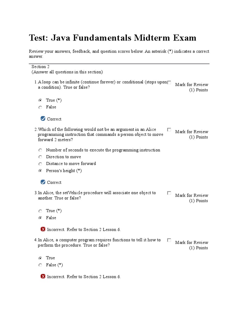 Java Fundamentals Midterm Exam Oracle Do Pdf Method Computer 
