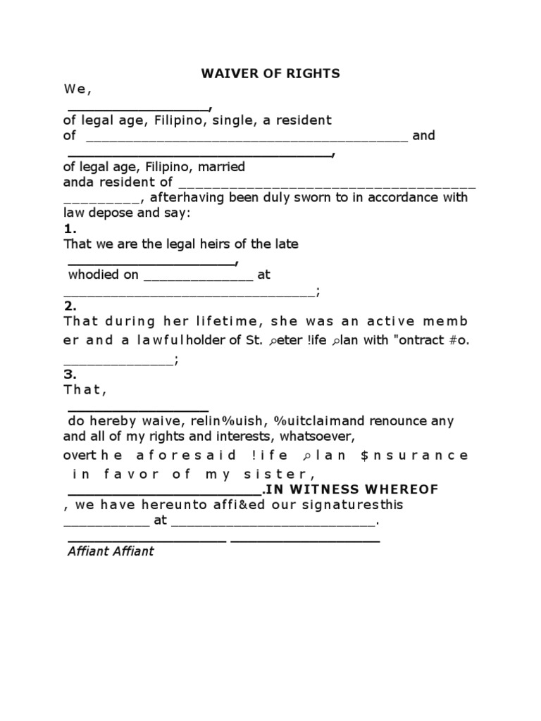 Waiver of Rights | PDF