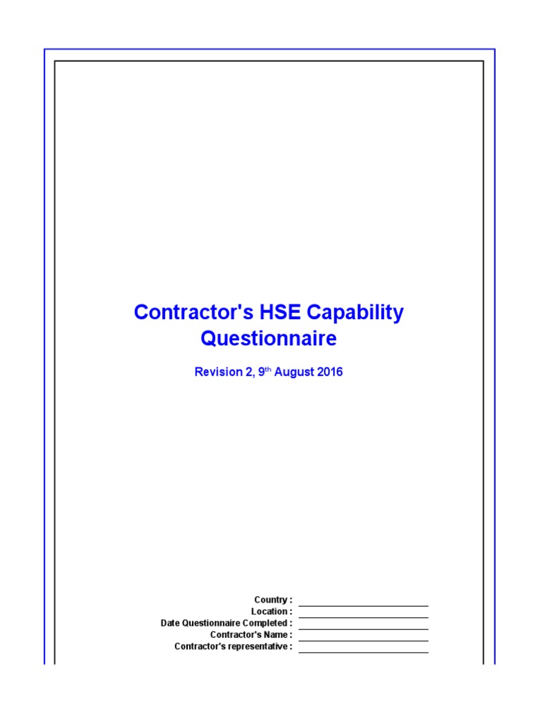 HSE Questionnaire - Dragon Oil. 2 | PDF | Personal Protective Equipment ...