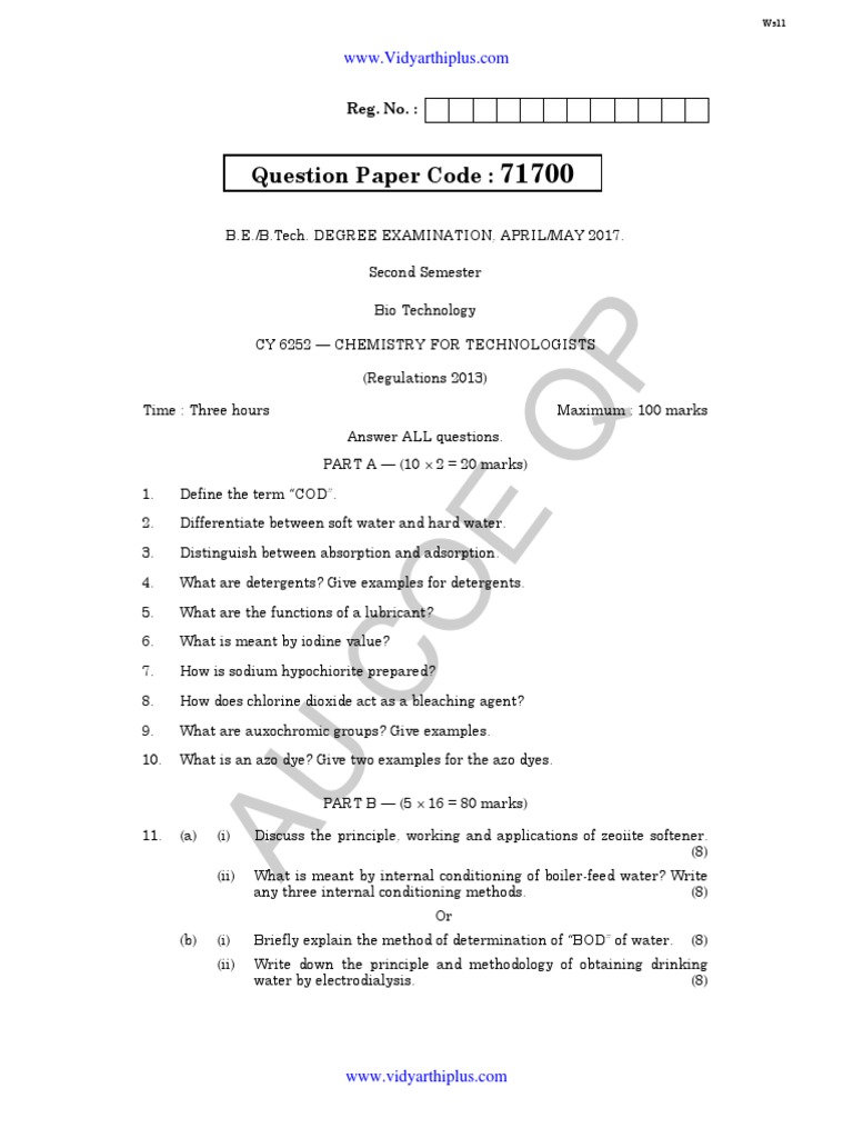 Au Coe QP: Question Paper Code | Download Free PDF | Chemical Substances | Chemistry