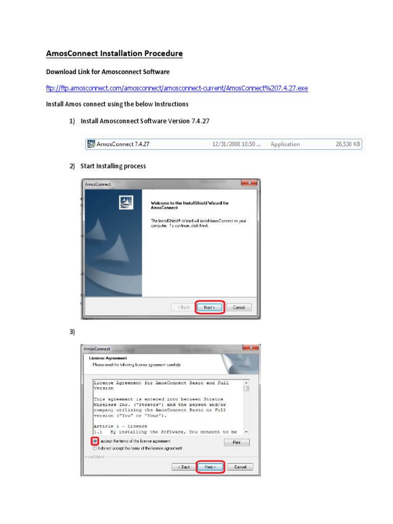 Installation Procedure of Amos Connect Software With FBB | PDF