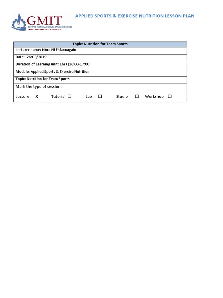 Nora Ni F - Asen Team Sports Lesson Plan s2 | PDF | Lecture | Lesson Plan