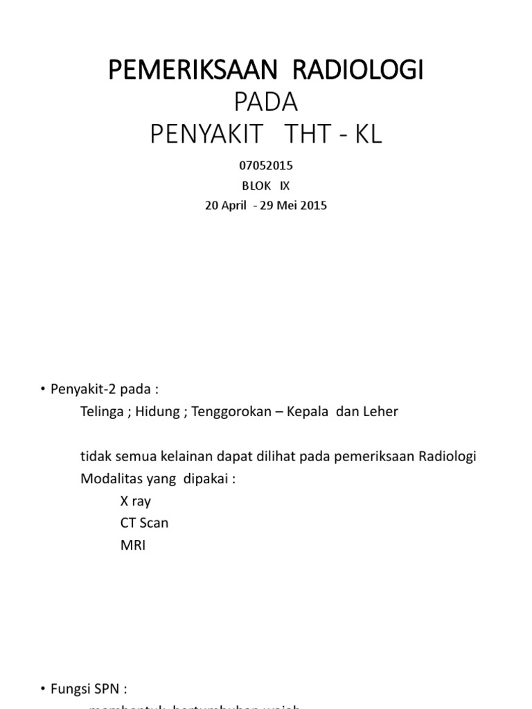 Dokumen - Tips - Pemeriksaan Radiologi Pada THT KL | PDF