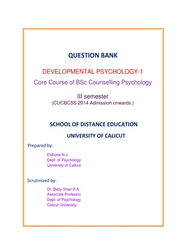 Question Bank: Developmental Psychology-1 | PDF | Developmental ...