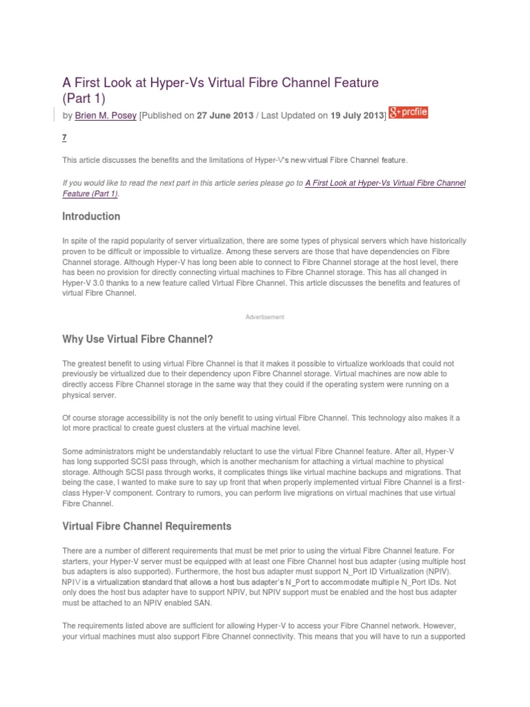 A First Look at Hyper-Vs Virtual Fibre Channel Feature (Part 1) | PDF ...