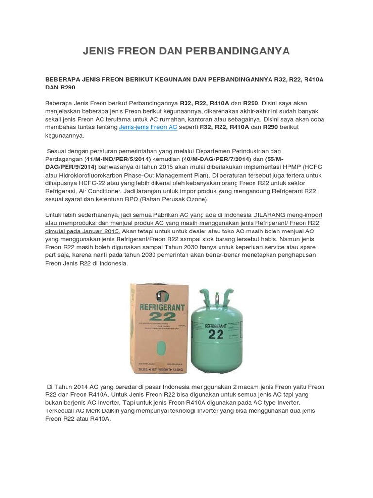 Jenis Freon Dan Perbandingannya | PDF