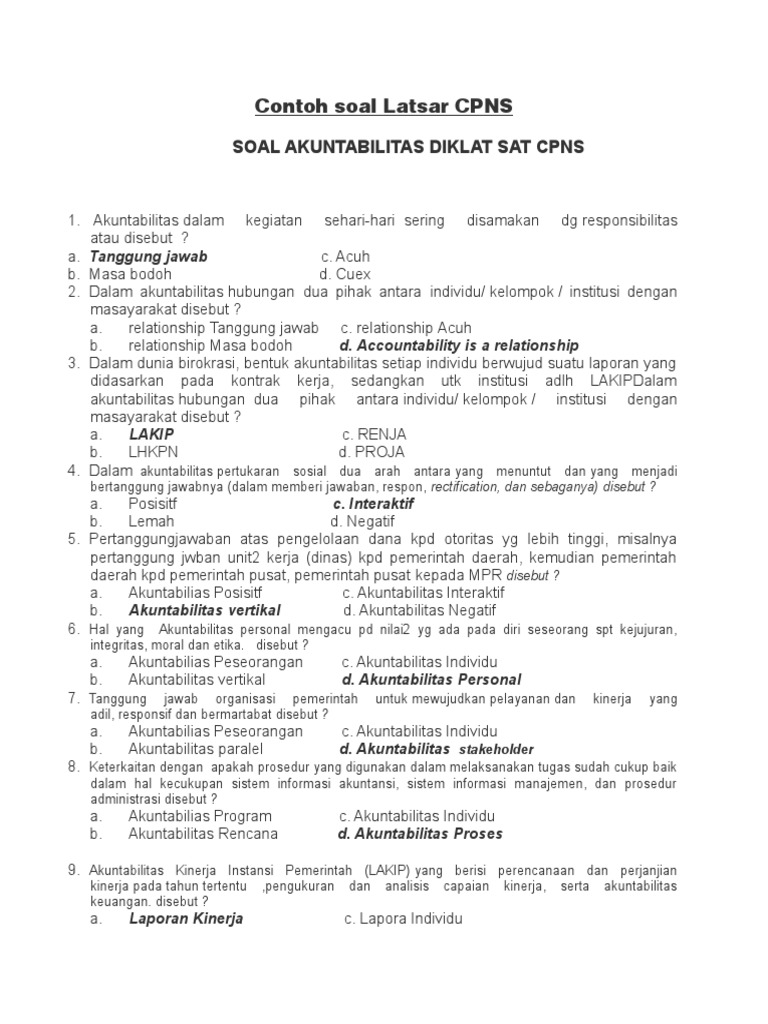 Contoh Soal Latsar CPNS | PDF