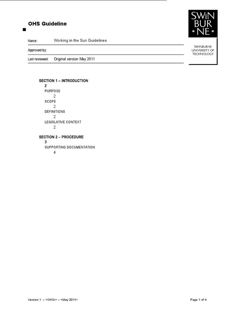 Working in The Sun Guidelines | PDF | Ultraviolet | Occupational Safety ...