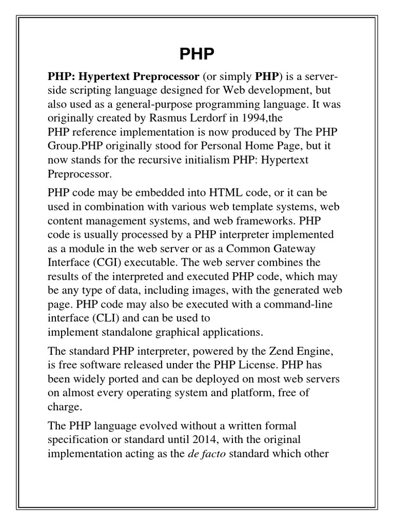 Overview of PHP Development History | PDF | Php | Method (Computer ...