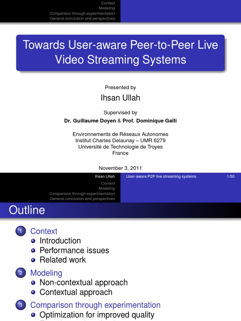 Towards User-Aware Peer-to-Peer Live Video Streaming Systems | PDF | Peer To Peer | Streaming Media