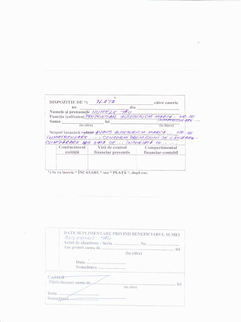 Model Dispozitie de Plata | PDF