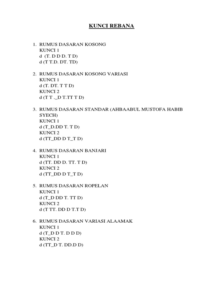 Kunci dan Rumus Dasar Rebana | PDF