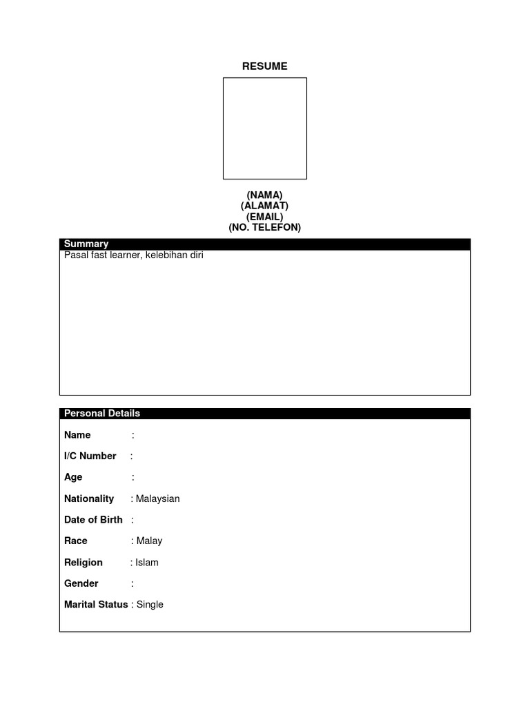 RESUME Template | PDF