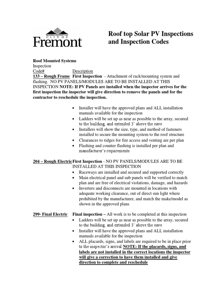 Roof Top Solar PV Inspections and Inspection Codes | PDF | Photovoltaic ...