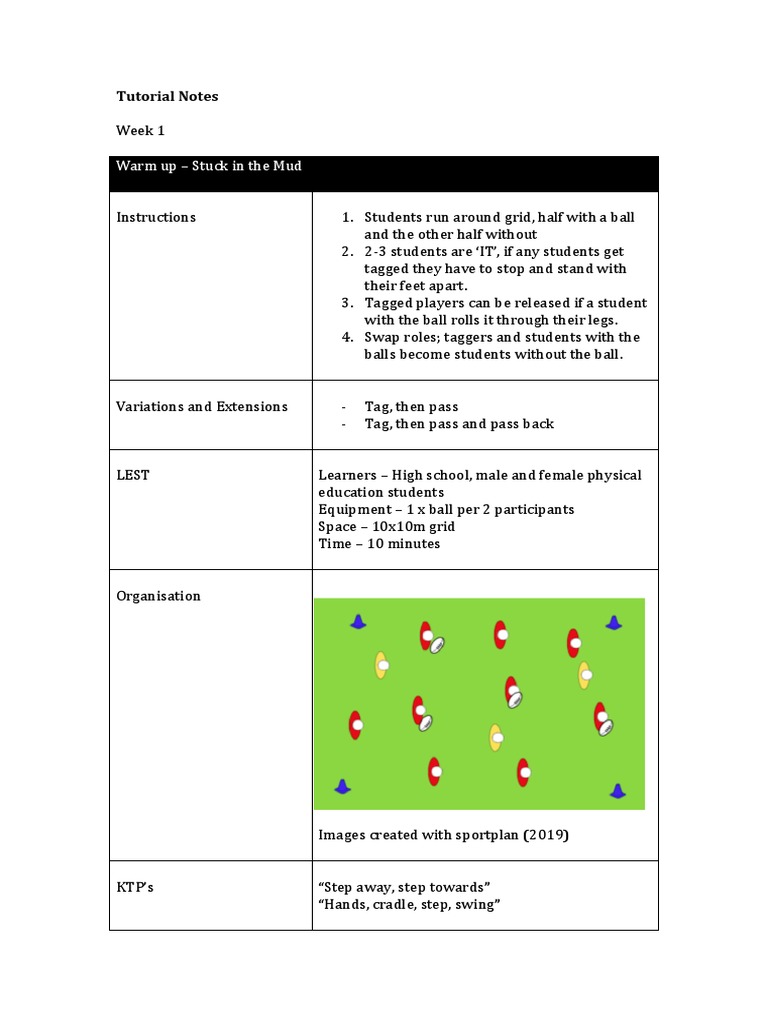 Tutorial Notes Week 1 | PDF | Defender (Association Football) | Team Sports