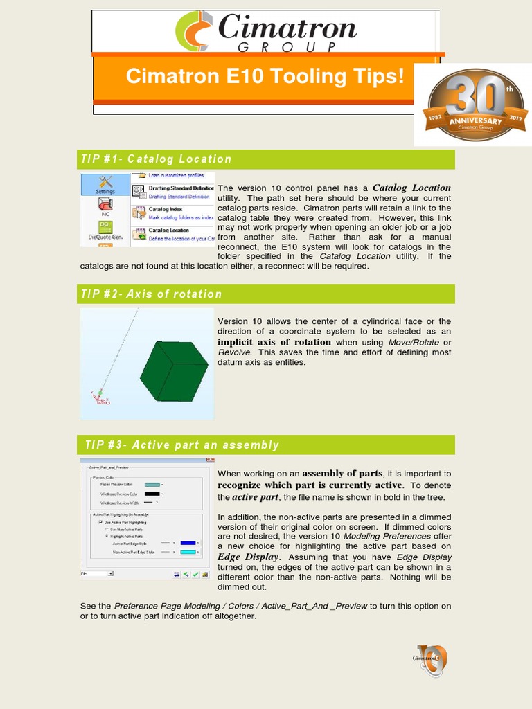 Cimatron E10 Tooling Tips Guide | PDF | Computing And Information Technology