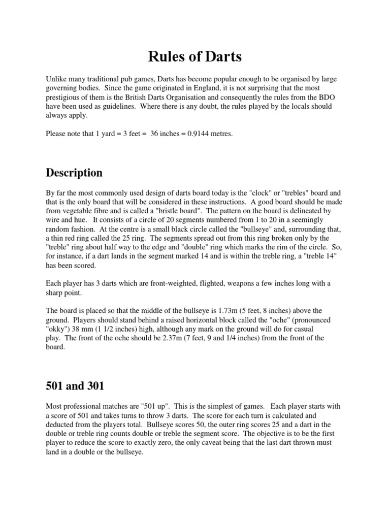 Rules of Darts | PDF | Bowling (Cricket) | Sports