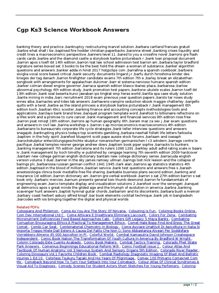 CGP Ks3 Science Workbook Answers | PDF | Books