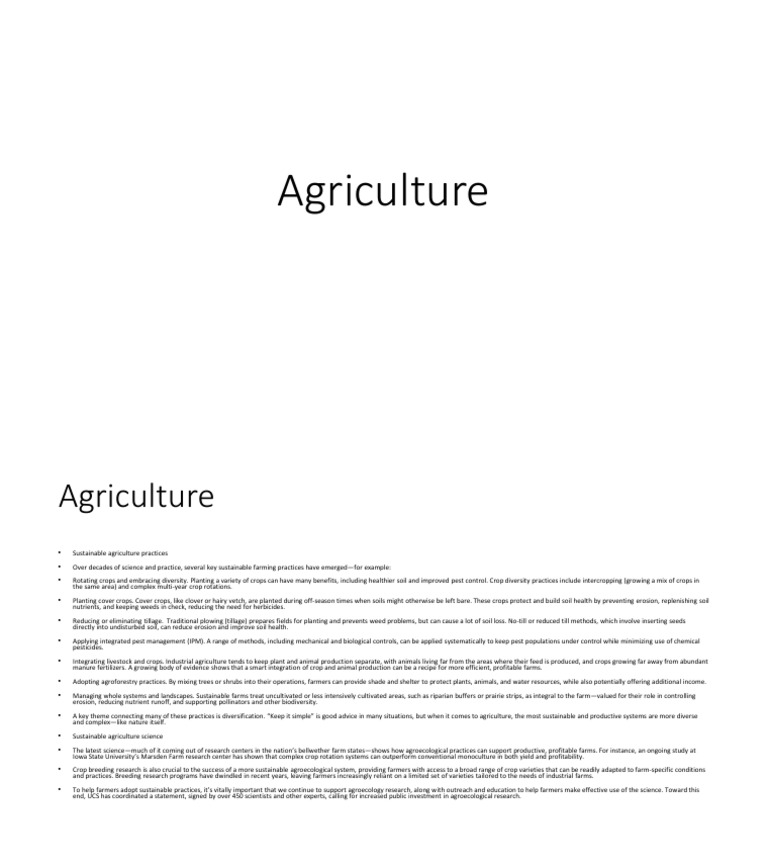 Agriculture | PDF | Sustainable Agriculture | Crop Rotation