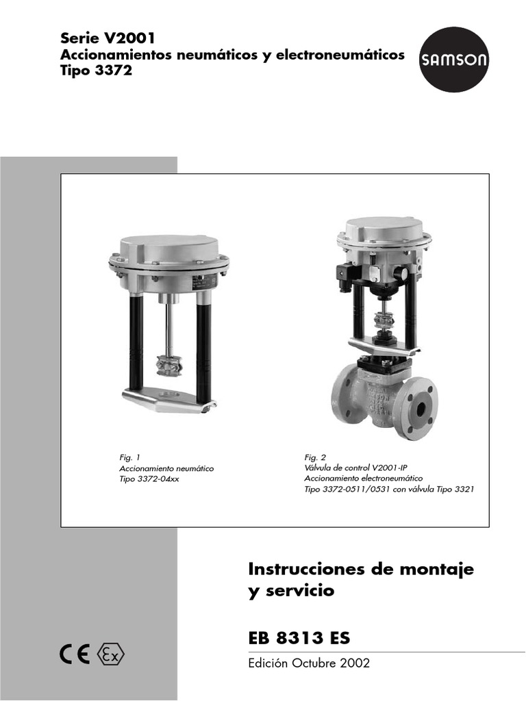 Manual de Válvulas Samson V2001 y 3372 | PDF | Presión | Tornillo