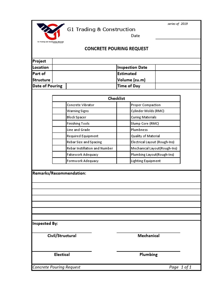 Pouring Request Sample | PDF