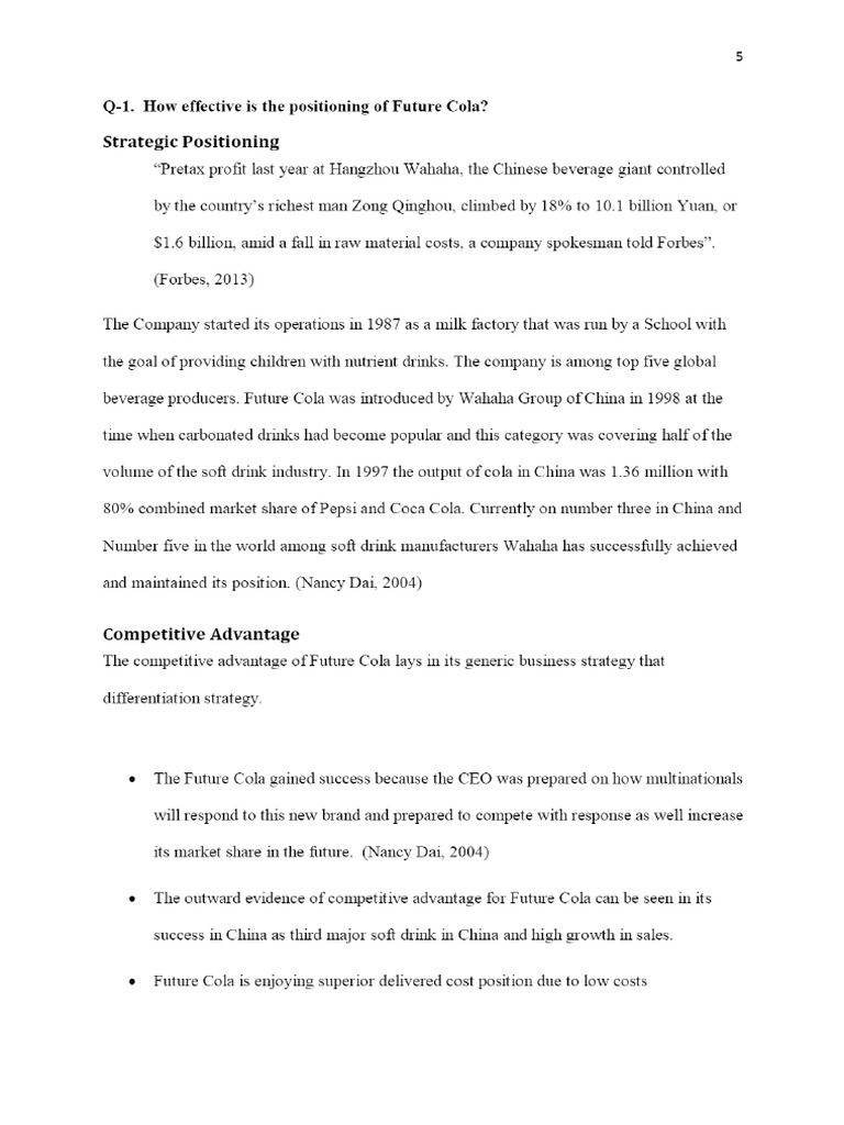 Strategic Analysis Wahaha Future Cola | PDF