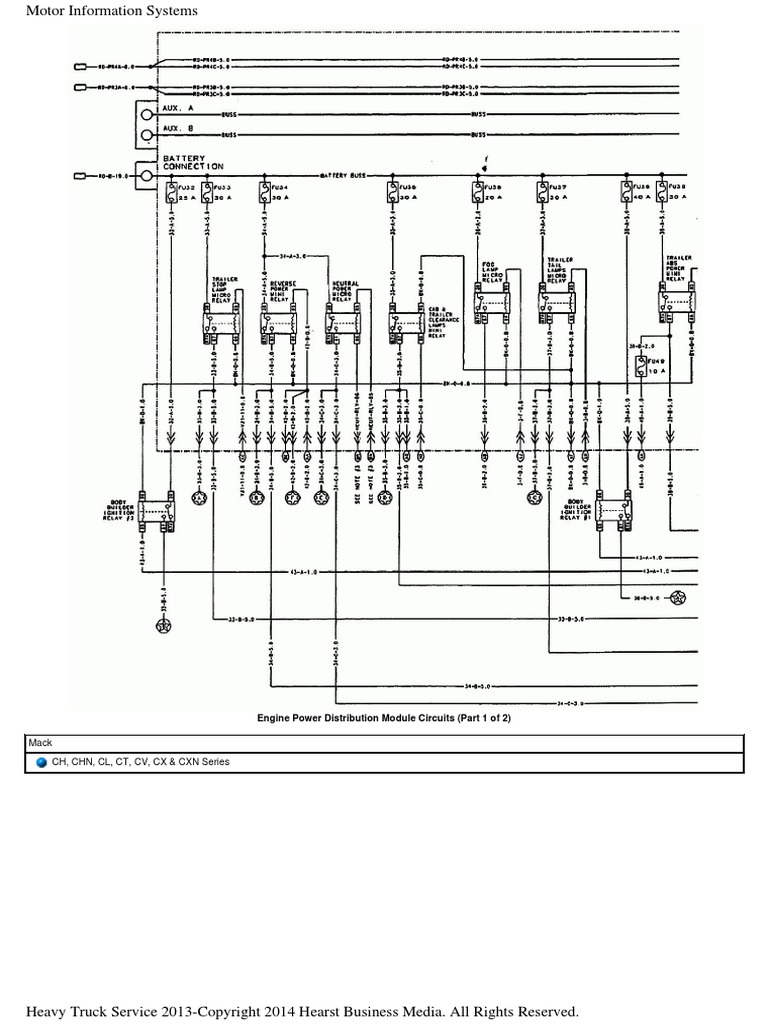 Engine Power Distribution Module Circuits (Part 1 of 2) : Mack CH, CHN ...