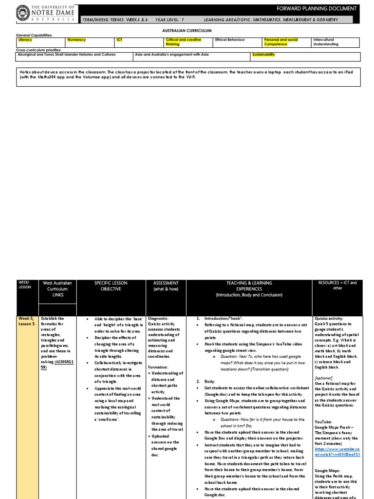 Forward Planning Document | PDF | Area | Educational Technology