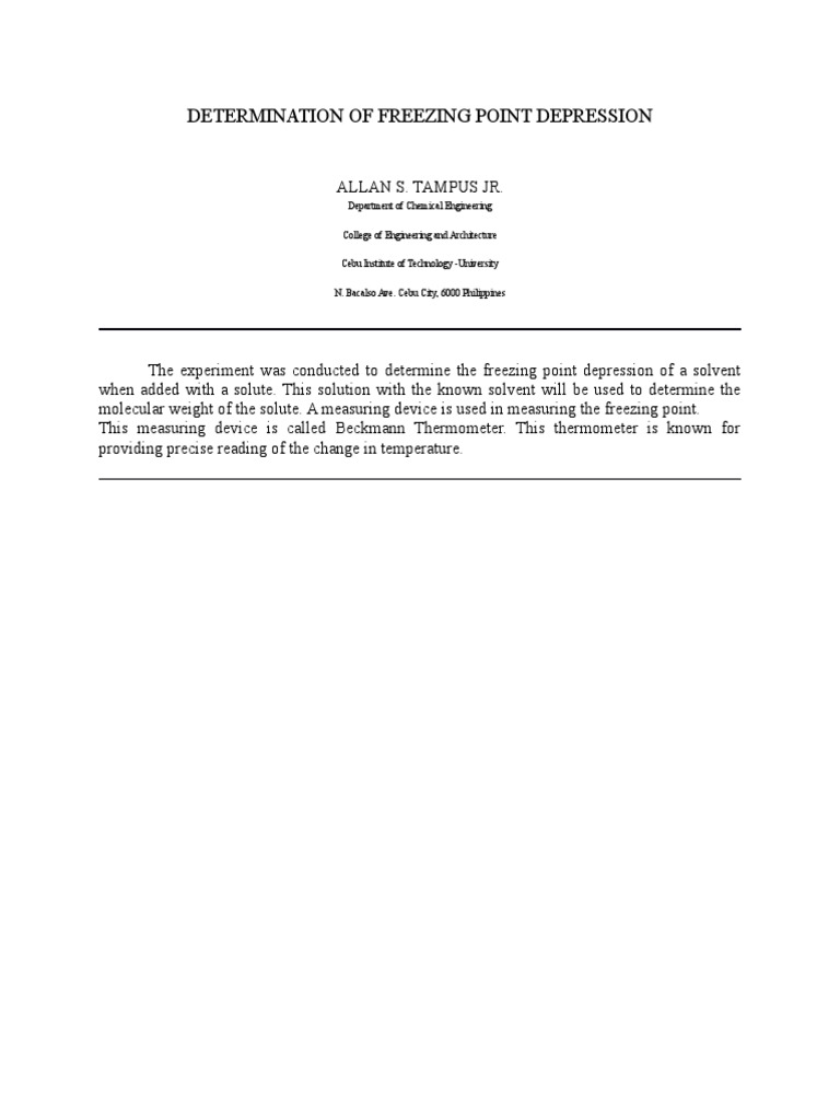 Determination-Of-Freezing-Point-Depression | PDF | Melting Point ...